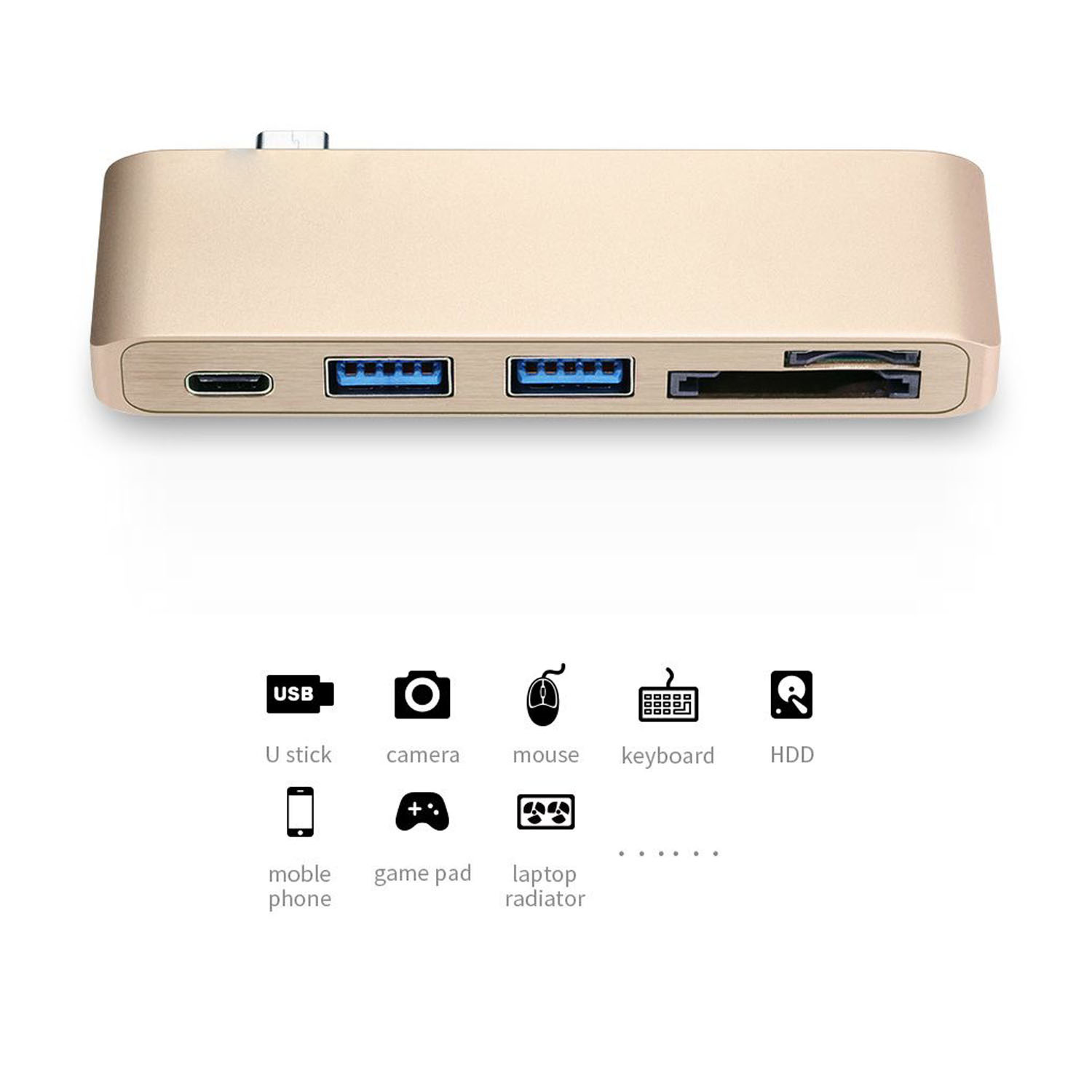 Type-C USB 3.0 3 in 1 Hub - Passthrough USBC Combo Charging Hub for MacBook