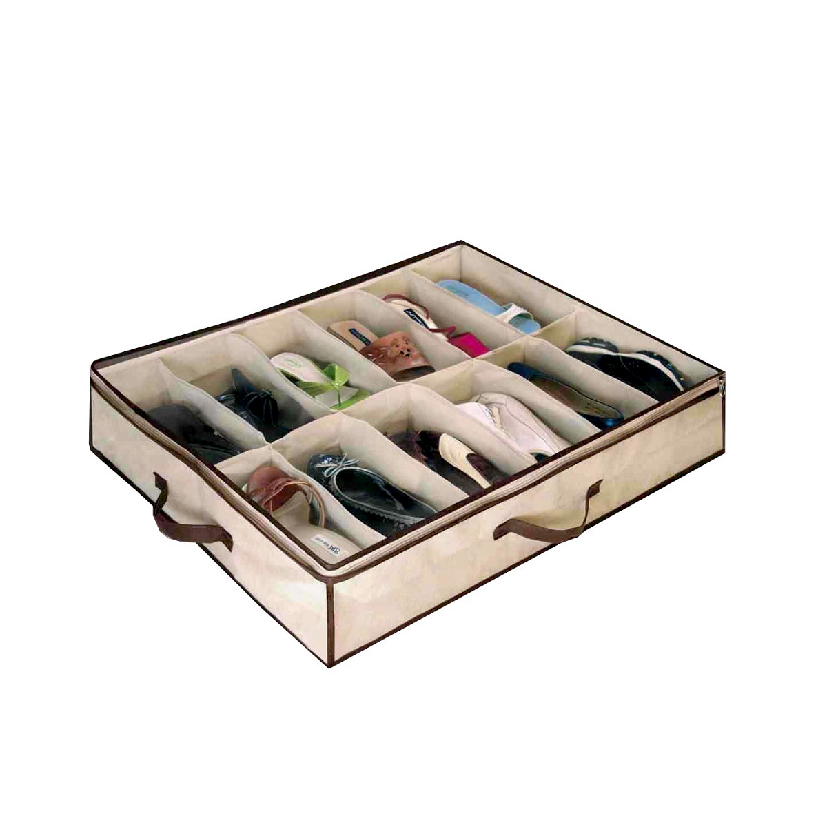 12 Grid Folding Collapsible Storage Shoe Organizer Foldable Fabric ...